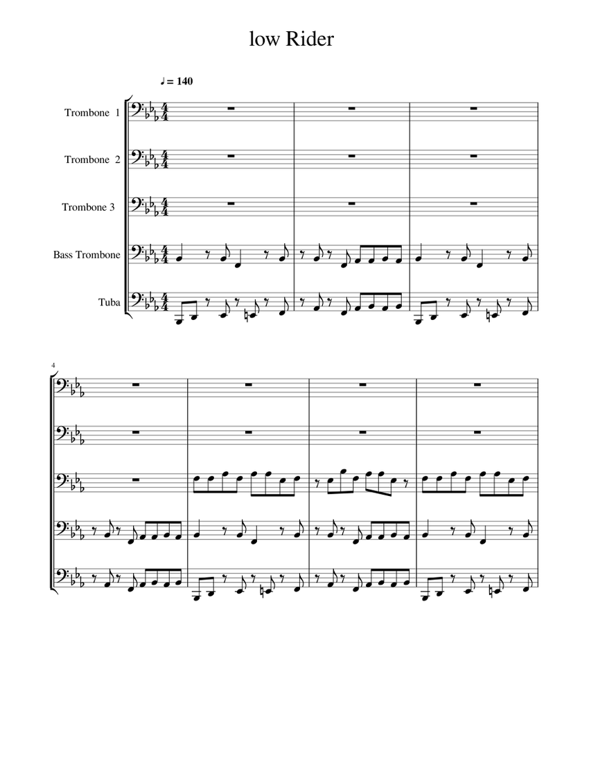 Low Rider Sheet Music for Trombone, Tuba, Trumpet in b-flat, French ...