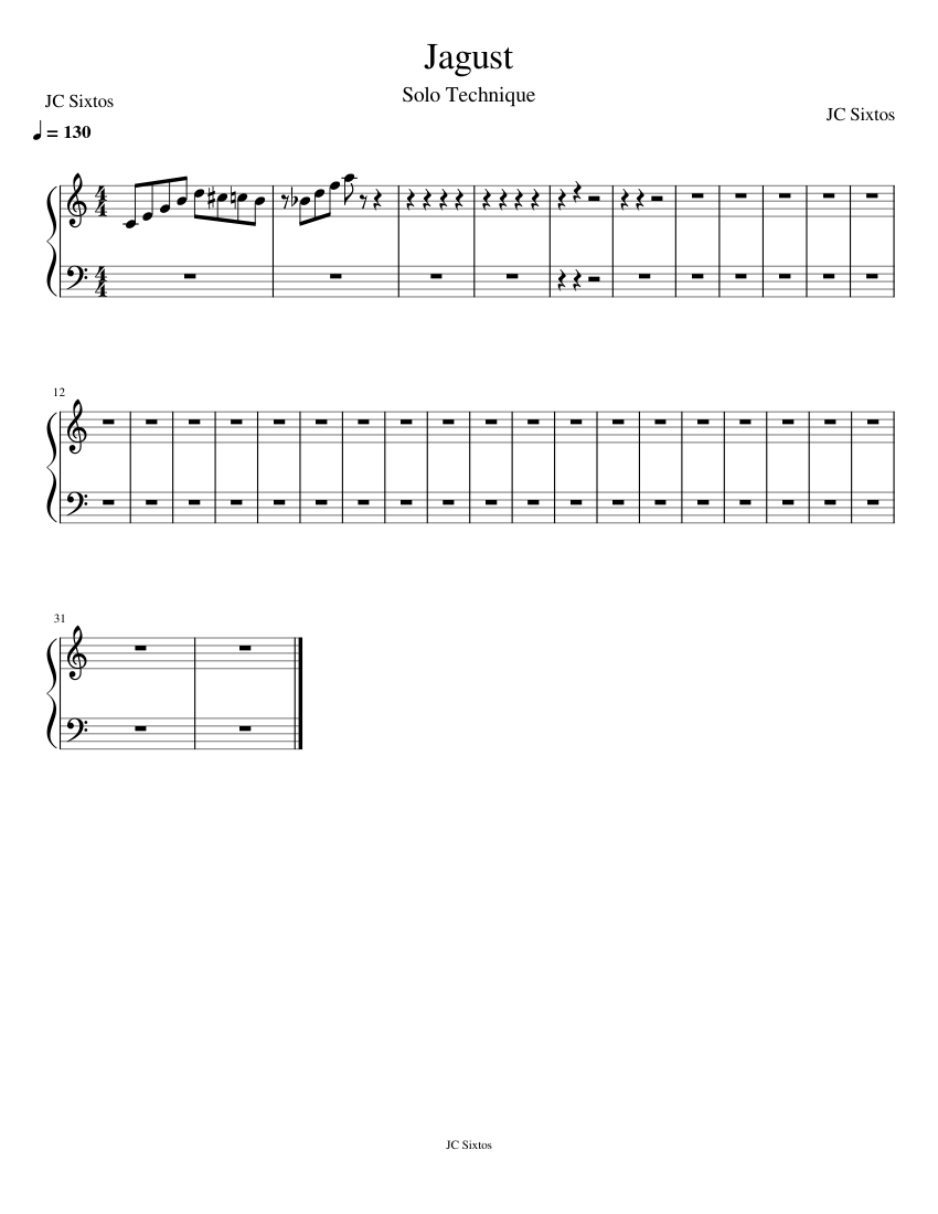 Jagust – JC Sixtos Jagust Sheet Music for Piano (Solo) Easy | MuseScore.com