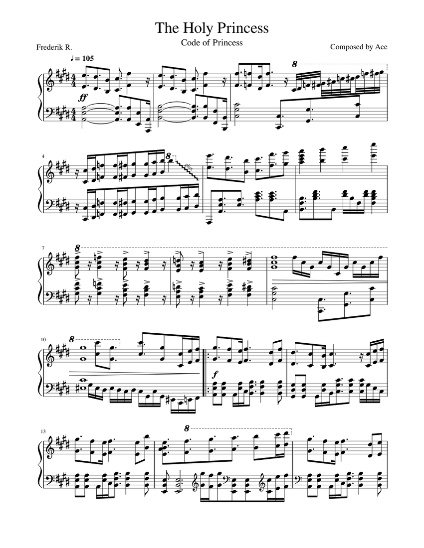 Code Of Princess - The Holy Princess (Solange's Theme) Sheet music for ...
