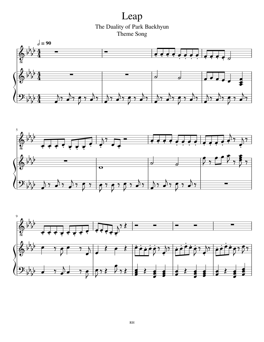 Leap - The Duality of Park Baekhyun Theme Song Sheet music for Piano ...
