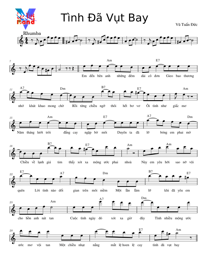 Tình Đã Vụt Bay Sheet Music with Chords for Piano (Solo) | MuseScore.com