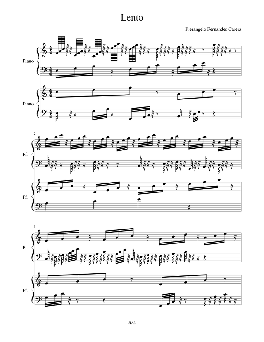 Lento Sheet music for Piano (Alto Sax Piano Duet) | Musescore.com