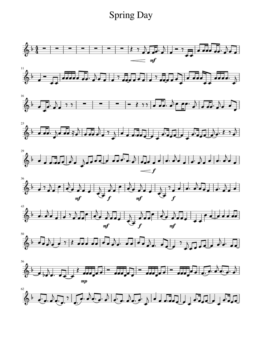 Spring_Day Sheet music for Clarinet in b-flat (Solo) | Musescore.com
