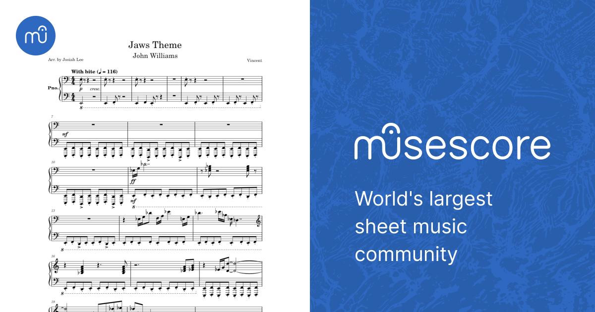 John Williams - Jaws Theme Sheet music for Piano (Solo) | Musescore.com