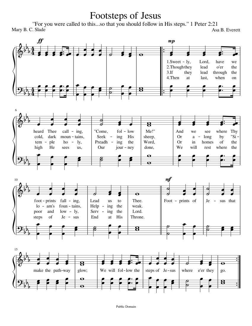 Footsteps of Jesus Sheet music for Piano (SATB) Easy | Musescore.com