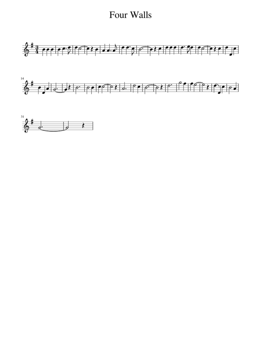 Four Walls Sheet Music for Piano (Solo) easy | MuseScore.com