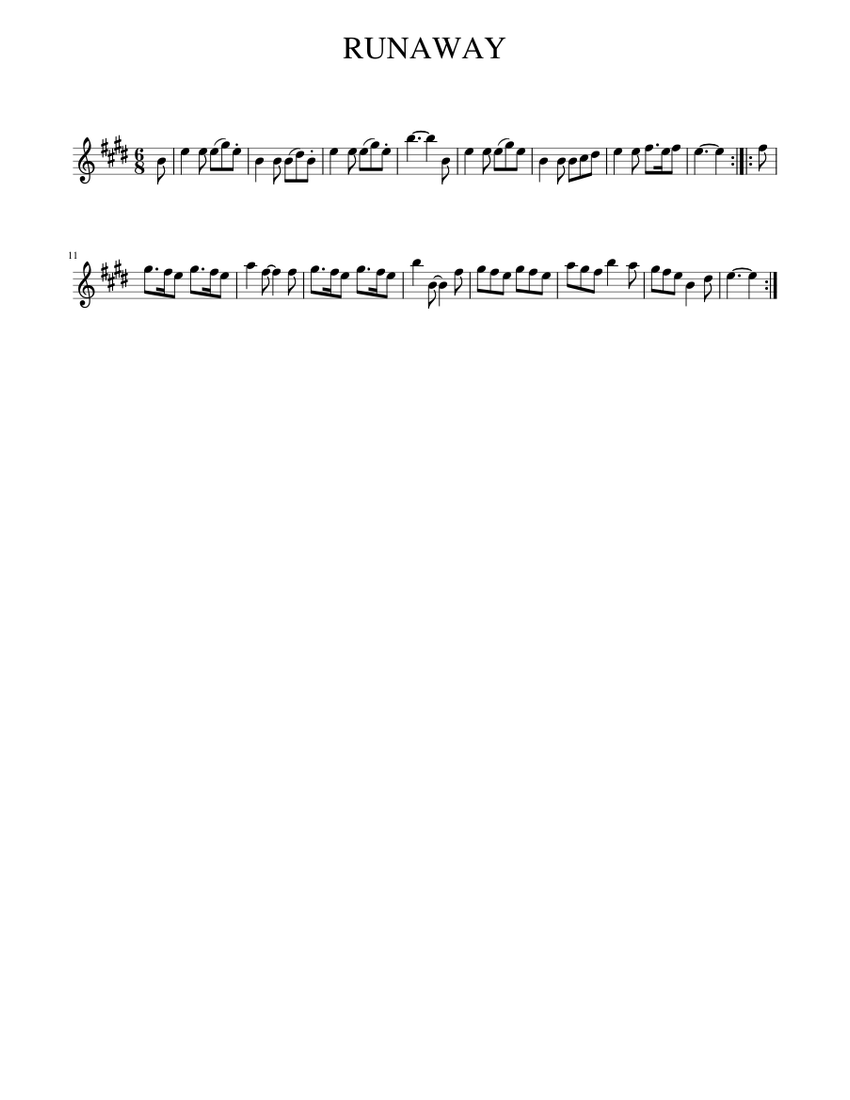 RUNAWAY Sheet Music for Piano (Solo) Easy | MuseScore.com