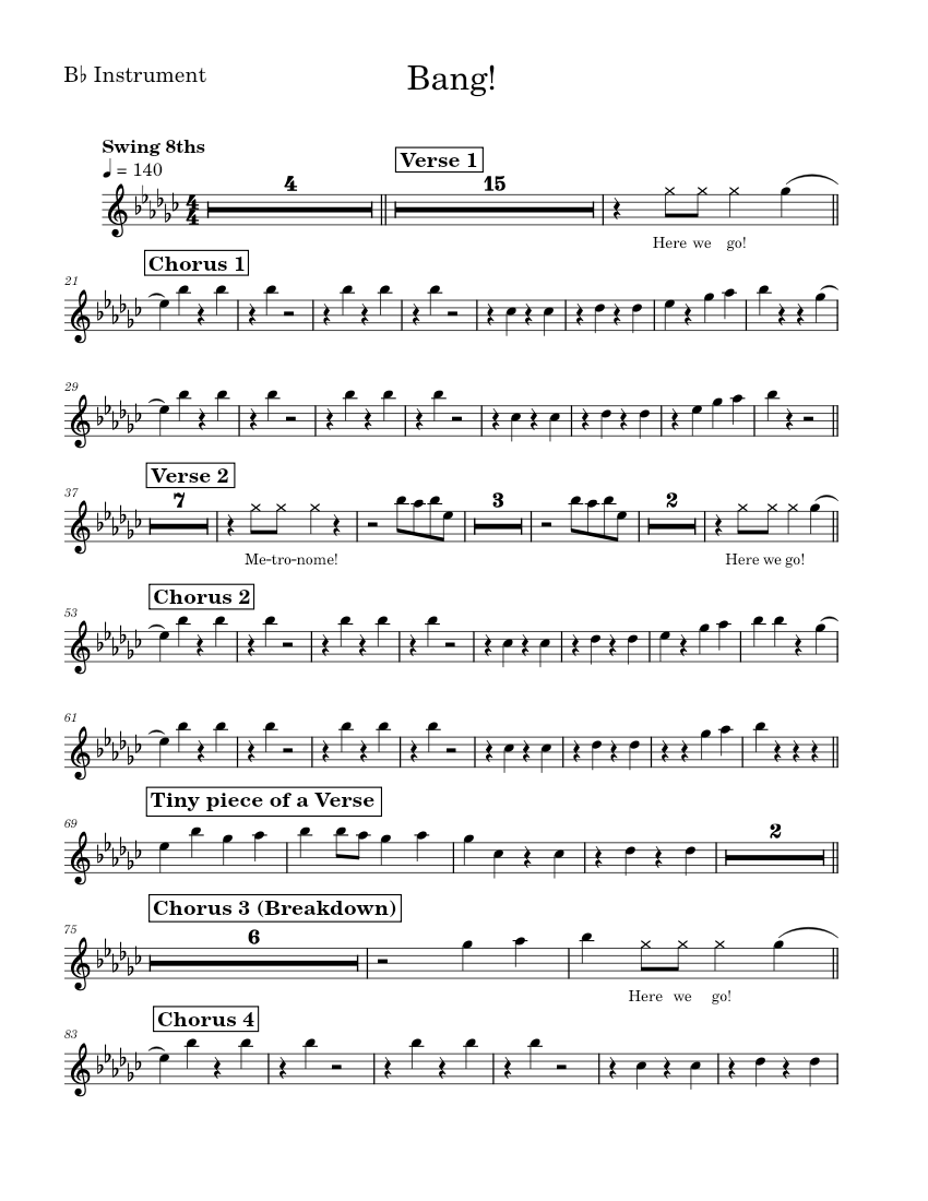 BANG! – AJR - Bb_Instrument Sheet Music for Saxophone tenor (Solo ...