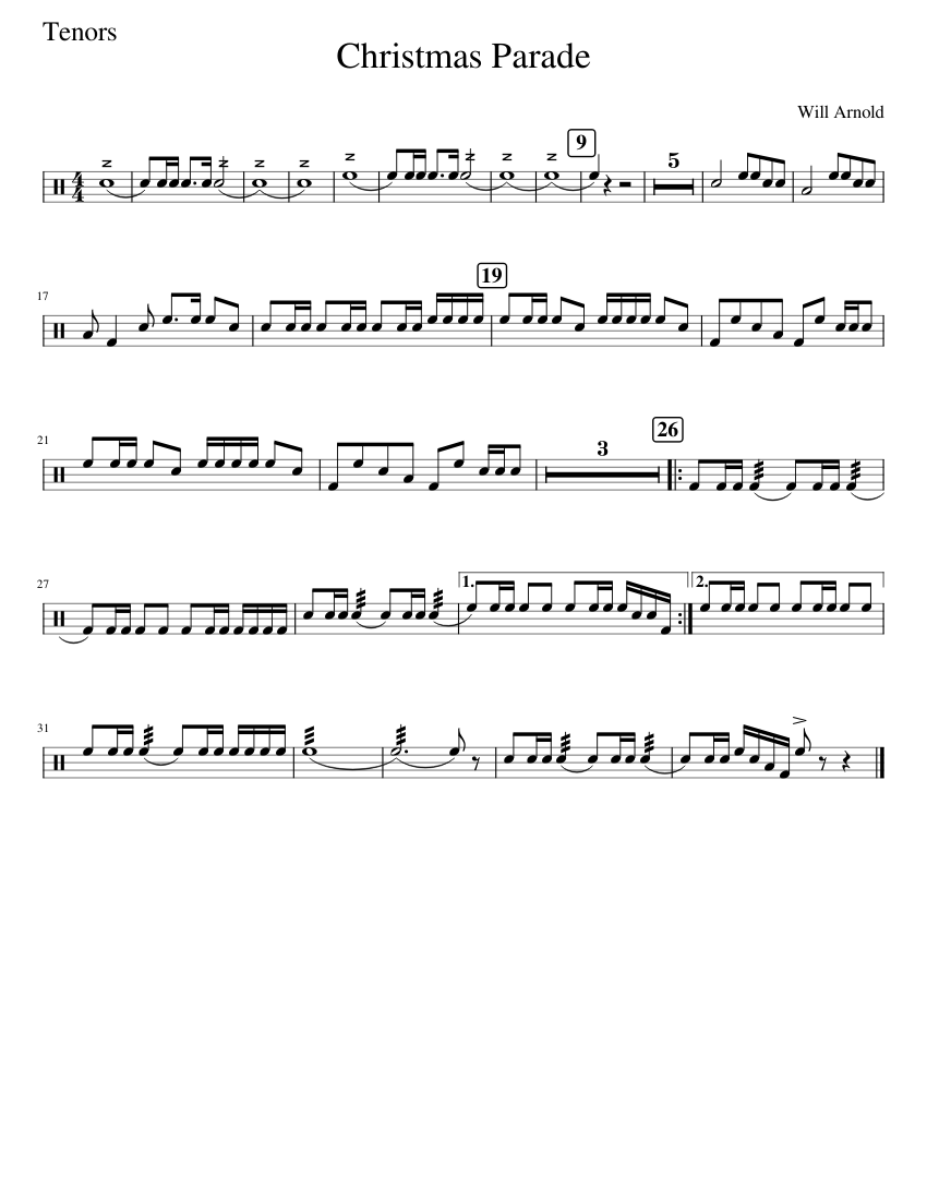 Christmas Parade #1 Sheet music for Tenor drum (Solo) | Musescore.com