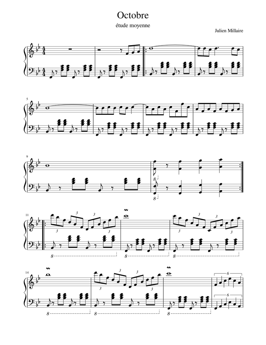Octobre Sheet music for Piano (Solo) | Musescore.com