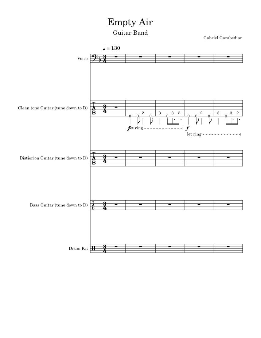 Empty Air Sheet Music for Guitar, Bass guitar, Drum group, Voice (other ...