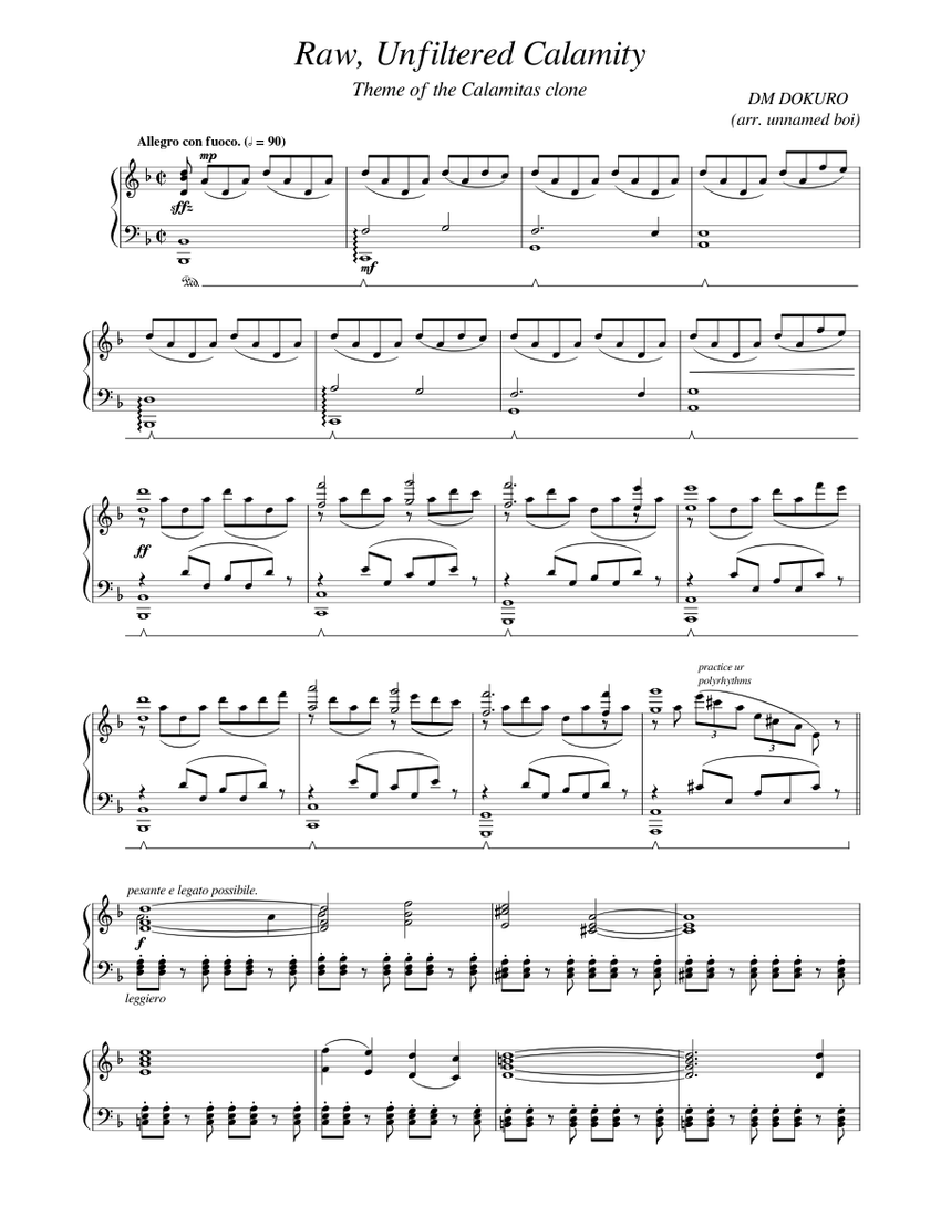 Calamity Mod OST | DM DOKURO - Raw, Unfiltered Calamity (Piano solo ...