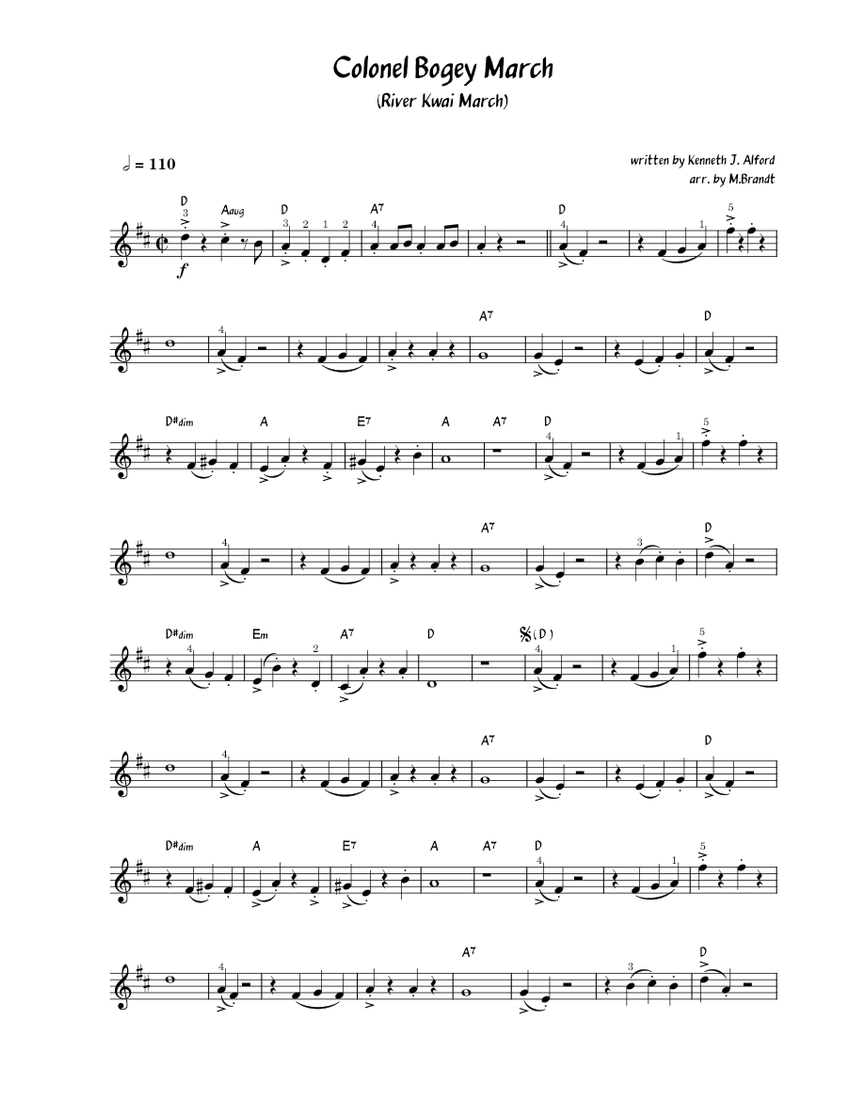 Colonel Bogey March (keyboard version) Sheet music for Piano (Solo ...