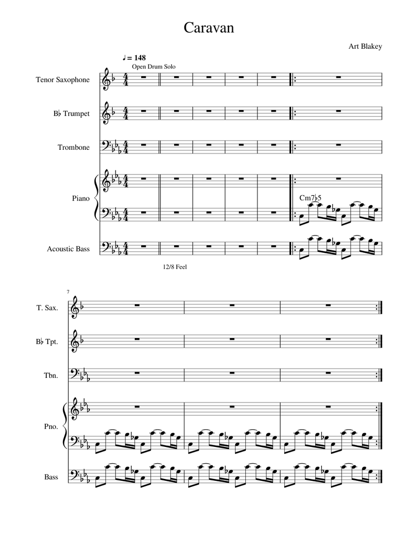 Caravan - Art Blakey (WIP 5/8/17) Sheet music for Piano, Trombone ...