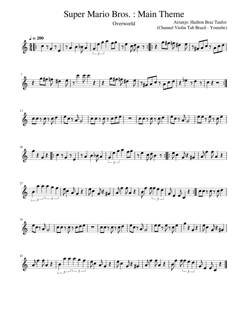 Super Mario Bros - Main Theme / Overworld – Koji Kondo (Channel Violin ...