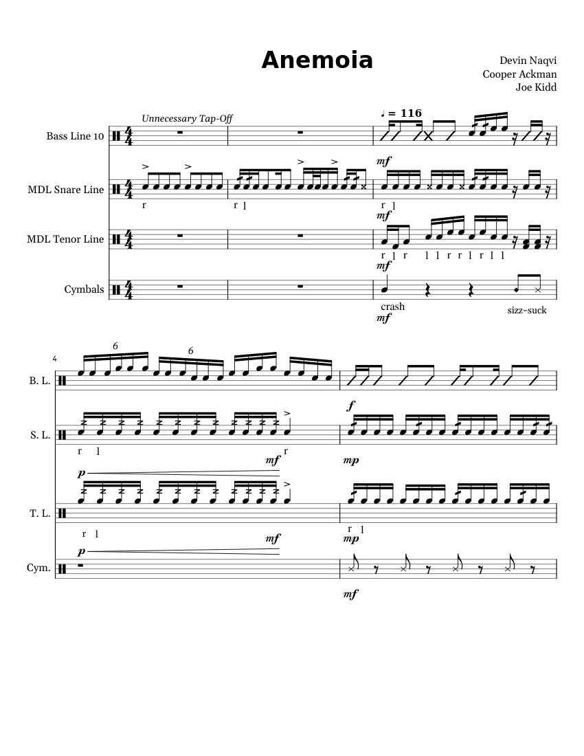 Anemoia Prime Sheet Music for Crash (Marching Band) | MuseScore.com