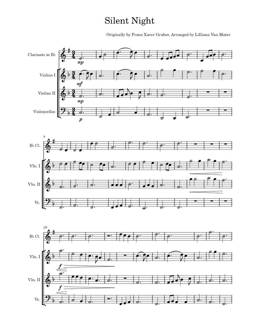 Silent Night – Franz Xaver Gruber Silent Night Final Sheet music for ...