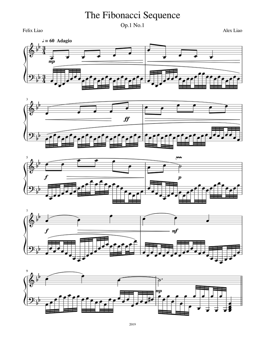 The Fibonacci Sequence Sheet Music for Piano (Solo) | MuseScore.com