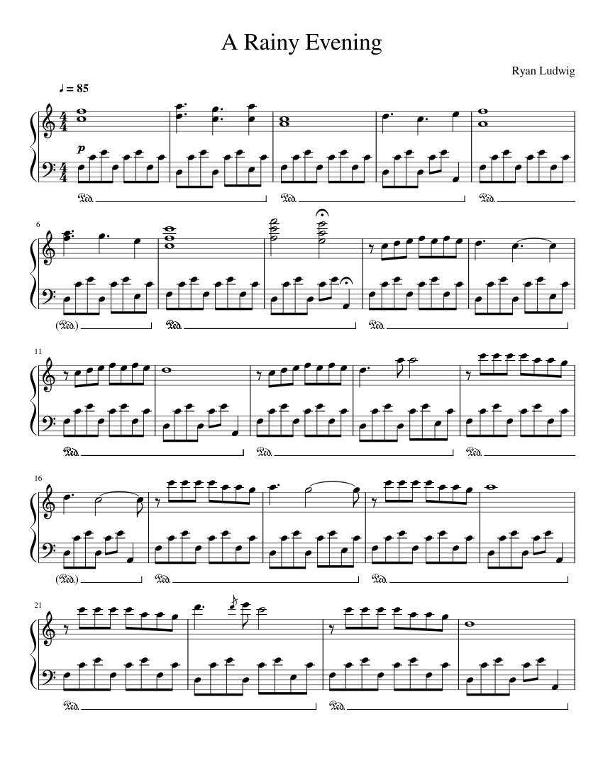 A Rainy Evening Sheet Music for Piano (Solo) Easy | MuseScore.com