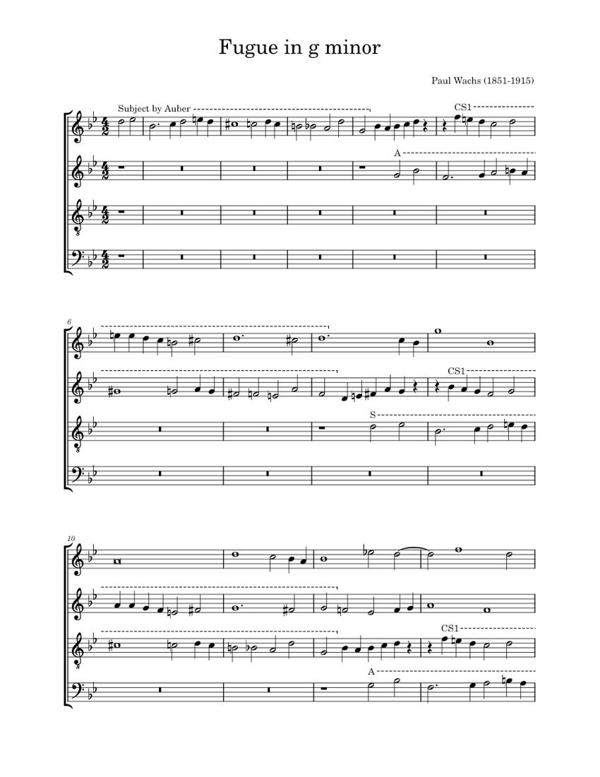 Fugue in g minor – Wachs - piano tutorial