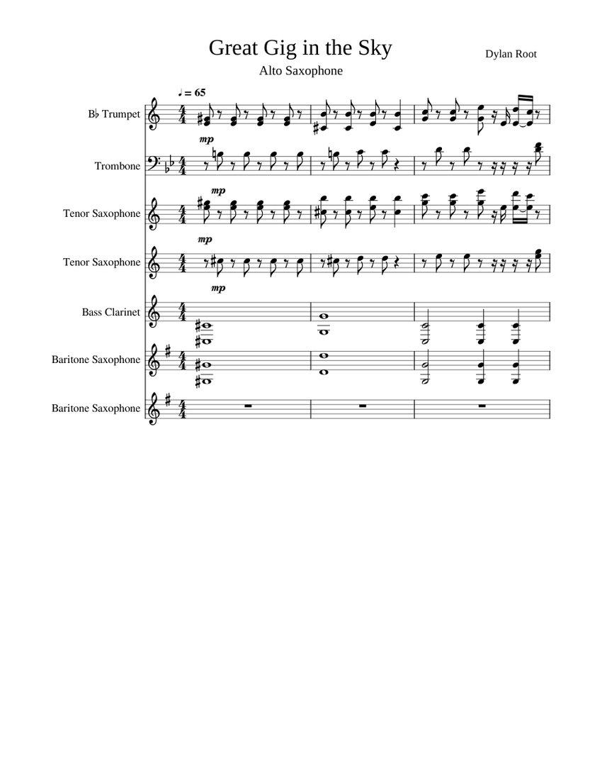 Great_Gig_in_the_SkyNOOMAWIP Sheet music for Trombone, Clarinet bass ...