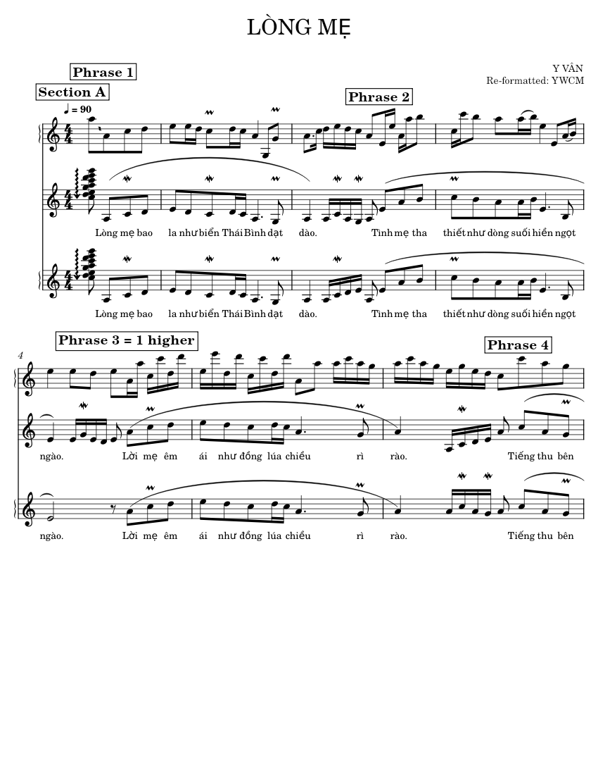 Long Me - Melody 3 levels - YWCM Sheet Music for Piano (Mixed Trio ...
