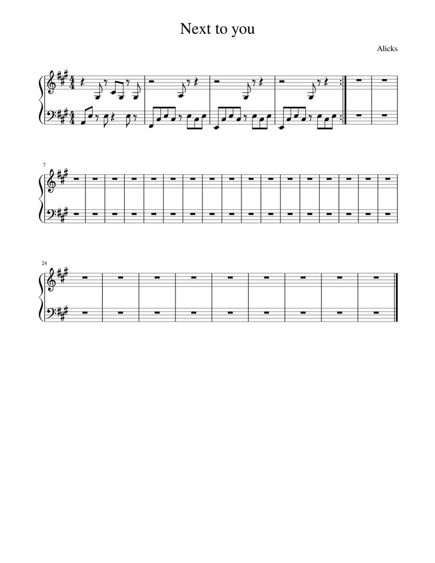 Next to you - Alicks Sheet Music for Piano (Solo) Easy | MuseScore.com