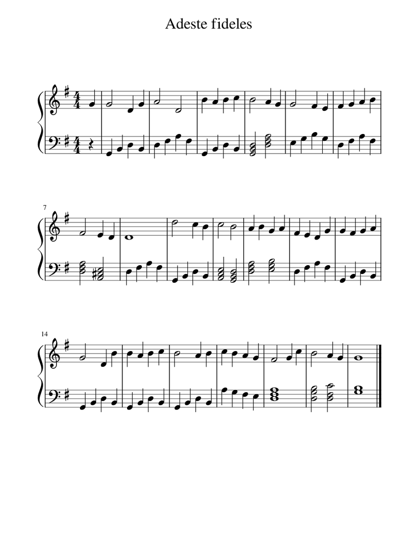Ades – ad Adeste fideles Sheet music for Piano (Solo) Easy | Musescore.com