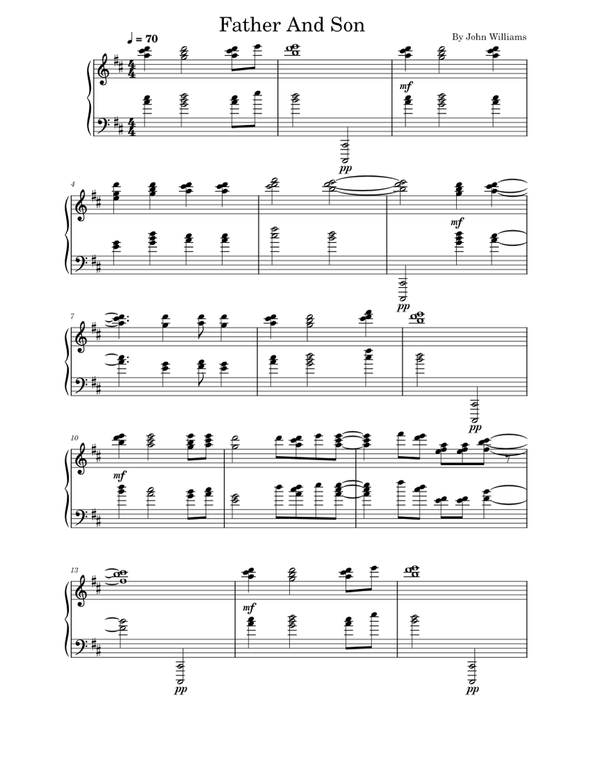Father And Son – John Williams (From Jaws) Sheet music for Piano (Solo ...