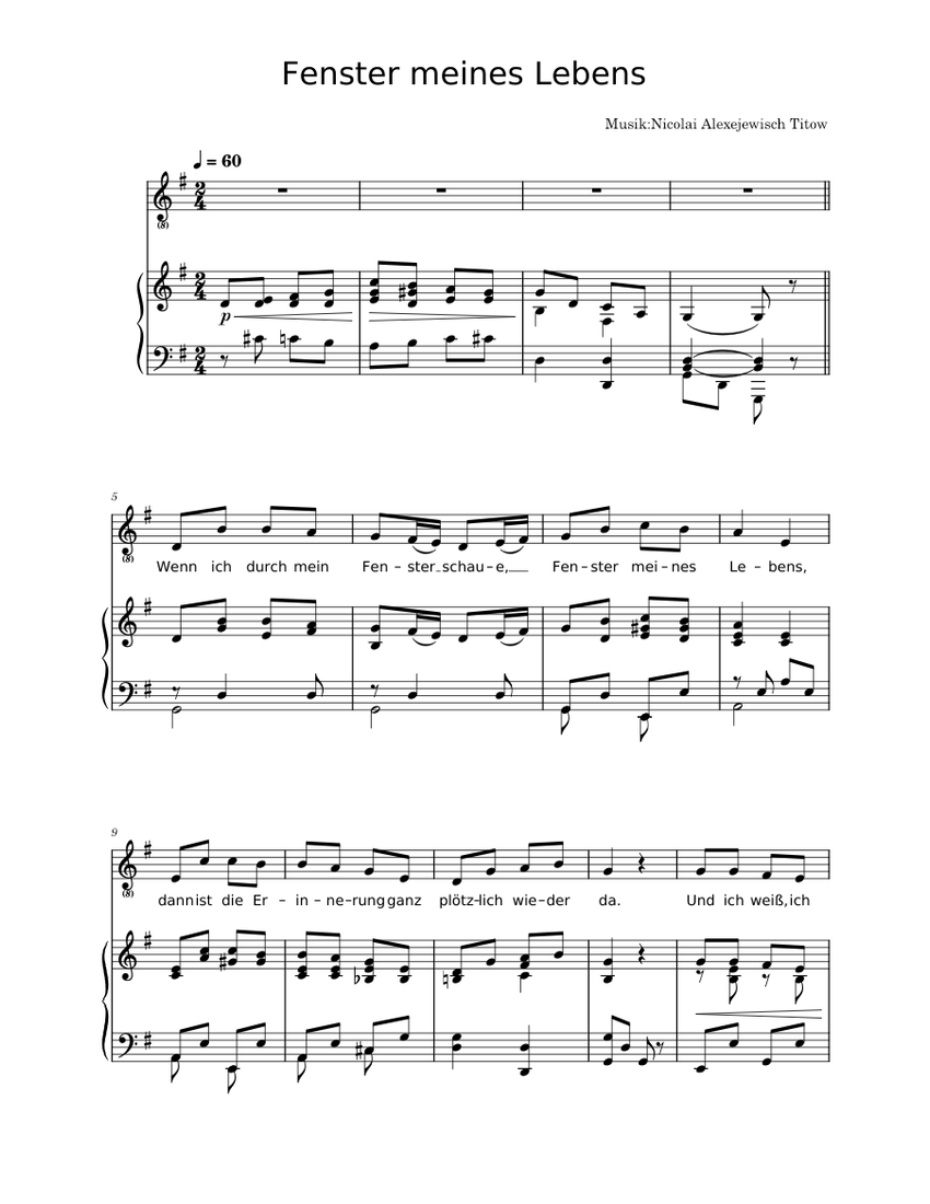 Fenster meines Lebens 2 Sheet music for Piano, Vocals (Piano-Voice ...