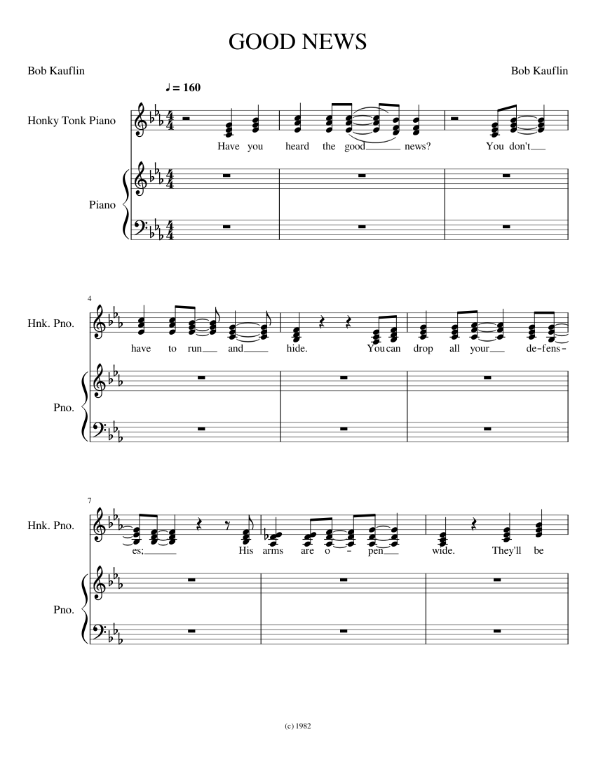 GOOD NEWS Sheet Music with Chords for Piano (Piano Duo) | MuseScore.com