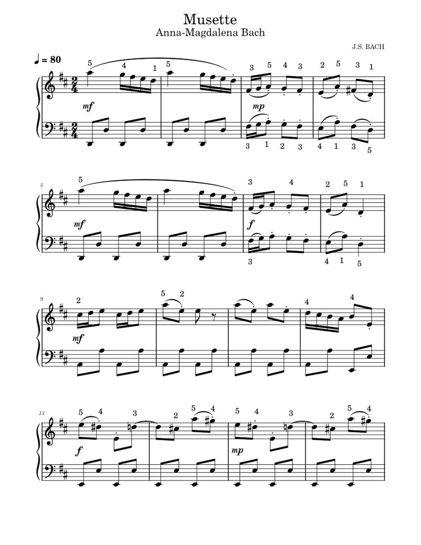 Musette In D Major, BWV Anh.126 – Johann Sebastian Bach Sheet Music for ...