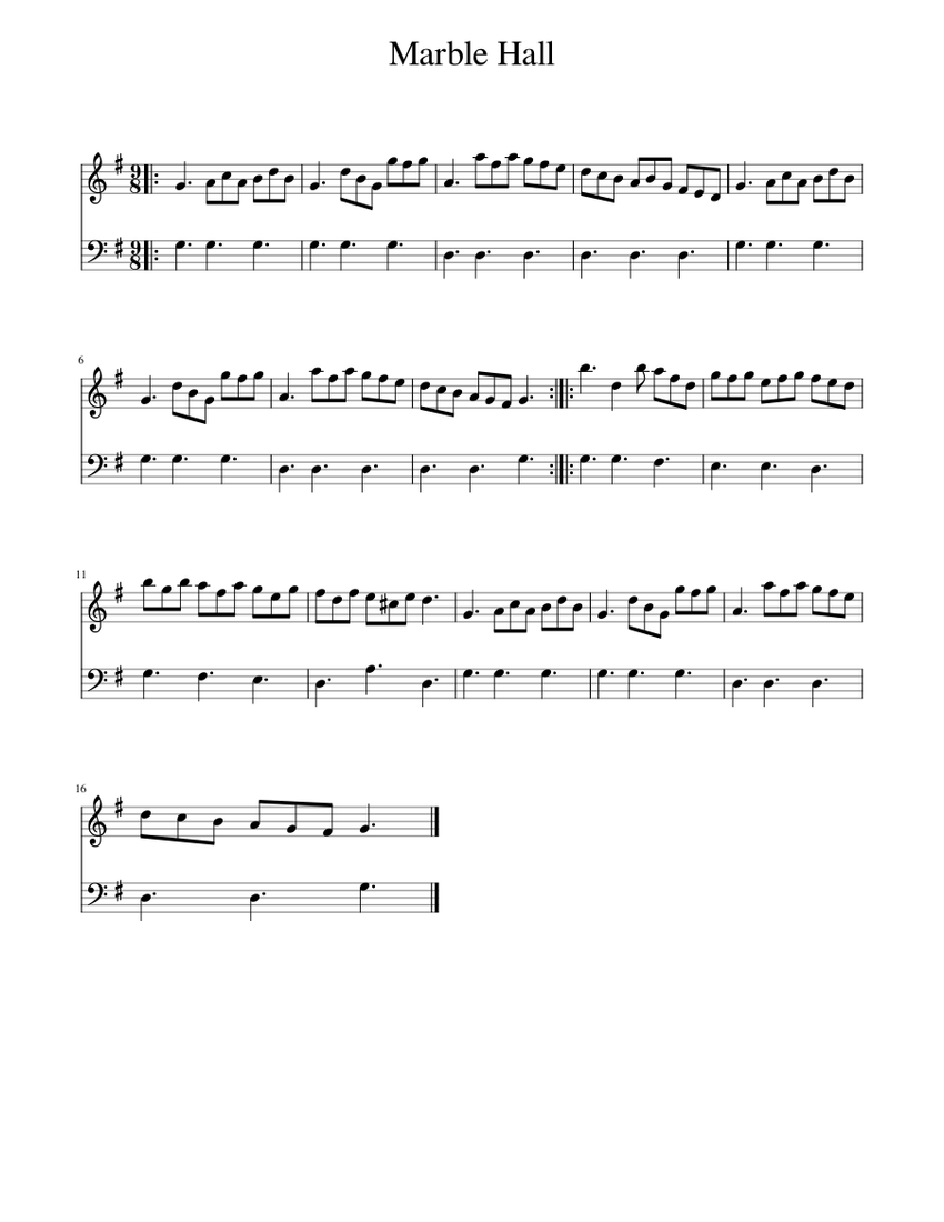 Marble Hall Sheet Music for Piano (Piano Duo) | MuseScore.com