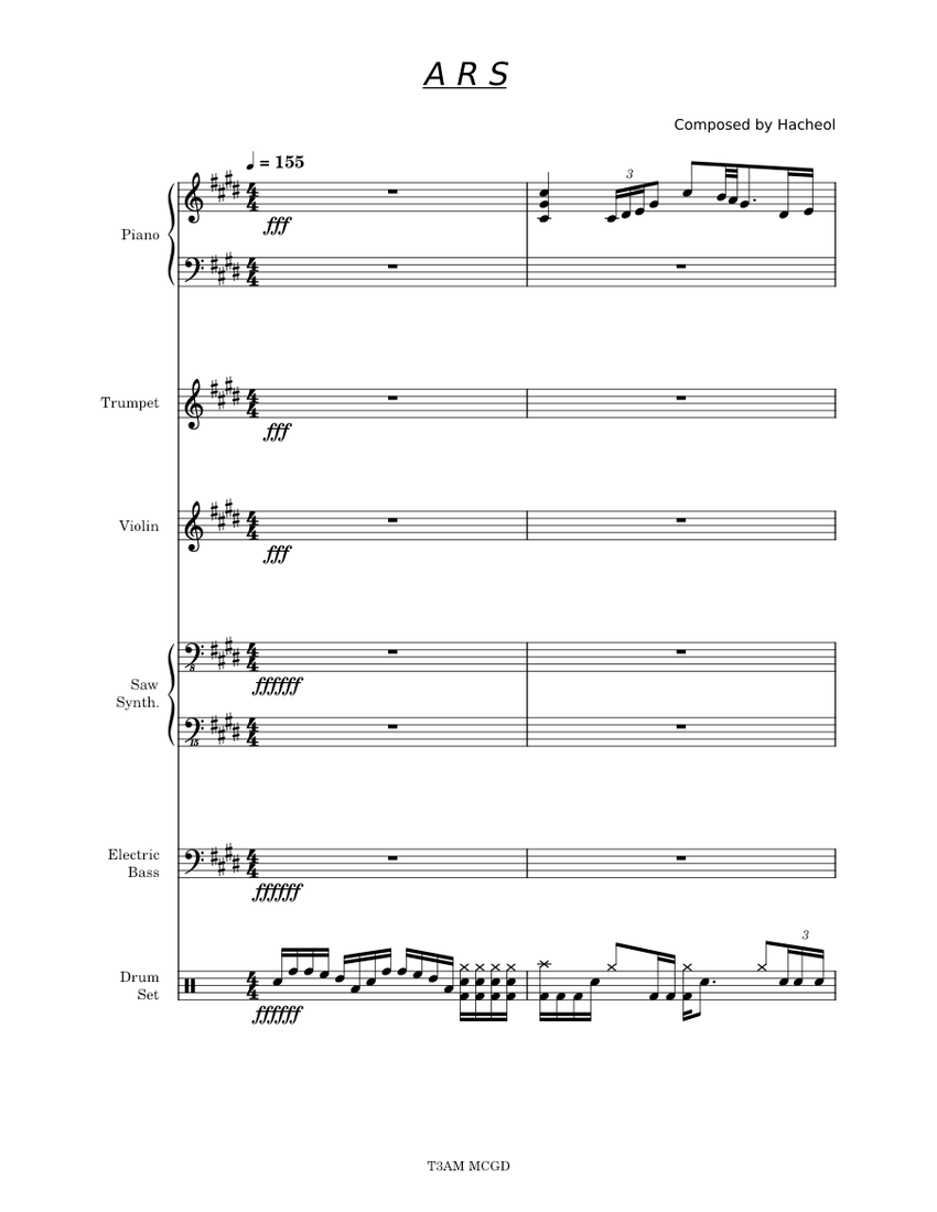 Ars Sheet music for Piano, Violin, Bass guitar, Drum group & more ...