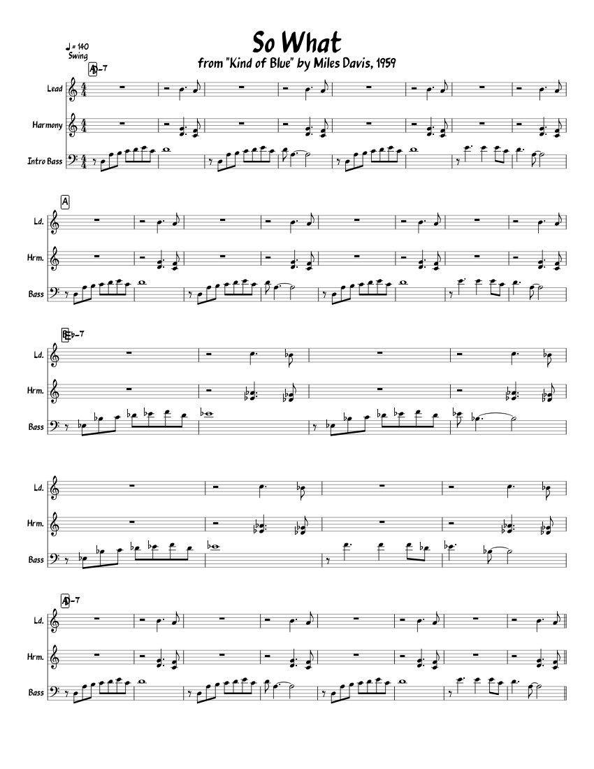 So What Sheet Music with Chords for Piano, Bass guitar (Jazz Band ...