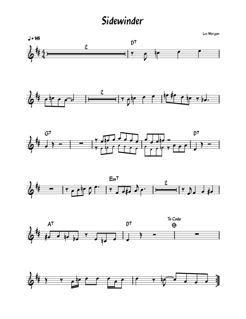 Sidewinder Sheet music for Piano (Jazz Band) Easy | Musescore.com