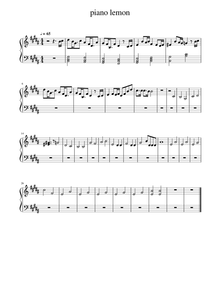 lemon piano(for violin) Sheet Music for Piano (Solo) Easy | MuseScore.com