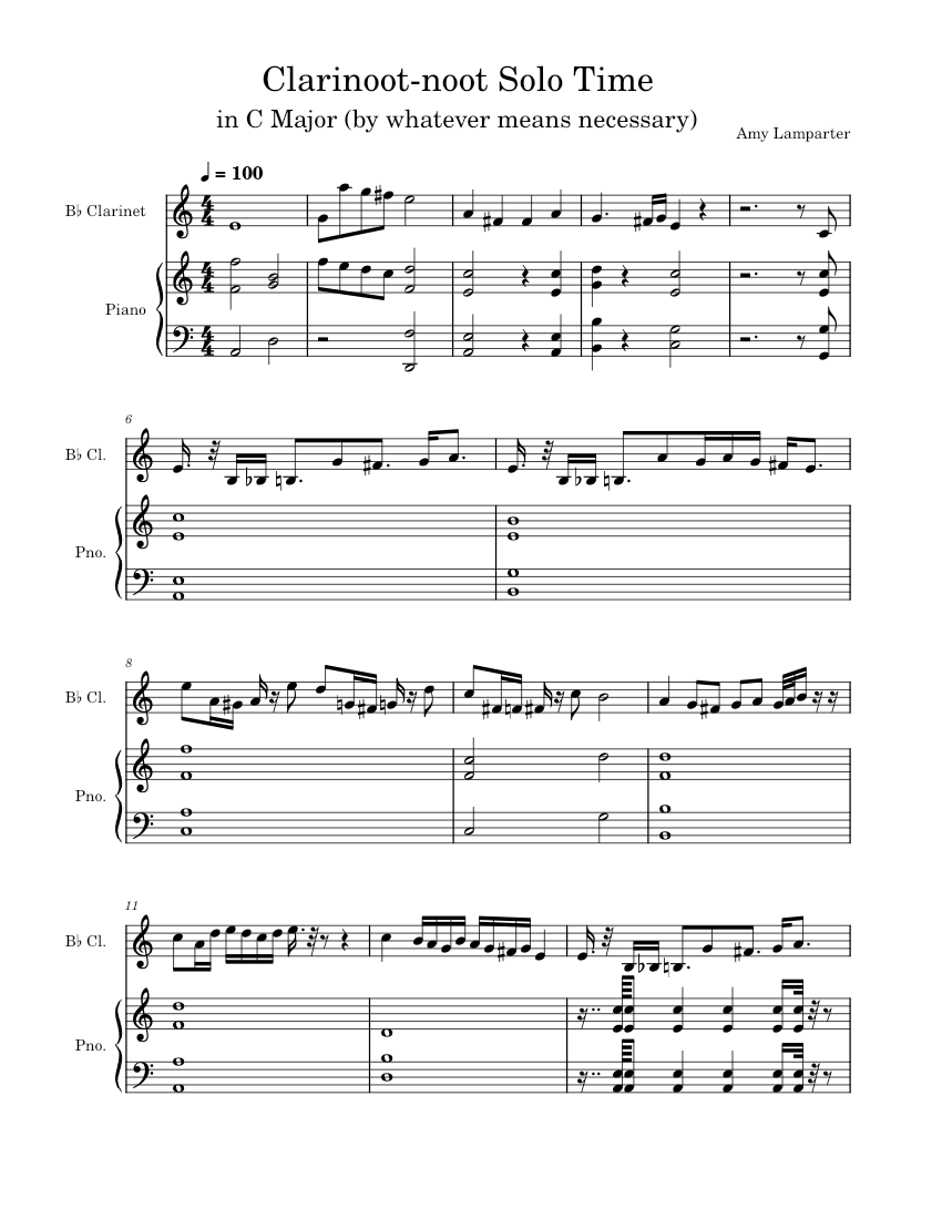Clarinet Stuff Sheet Music for Piano, Clarinet in b-flat (Solo ...