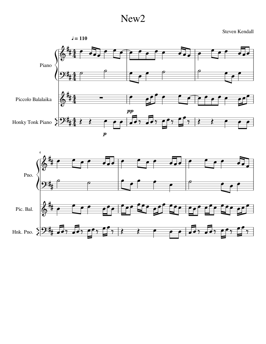 New2 Sheet music for Piano, Balalaika piccolo (Mixed Trio) | Musescore.com