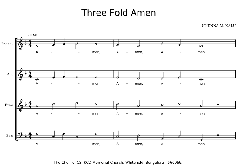 Three-fold Amen – SATB - piano tutorial