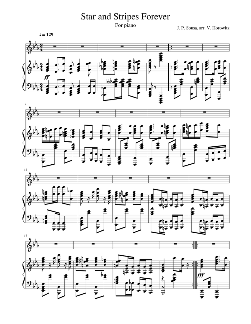 The stars and stripes forever -John F Sousa - Arr. V Horowitz Sheet ...