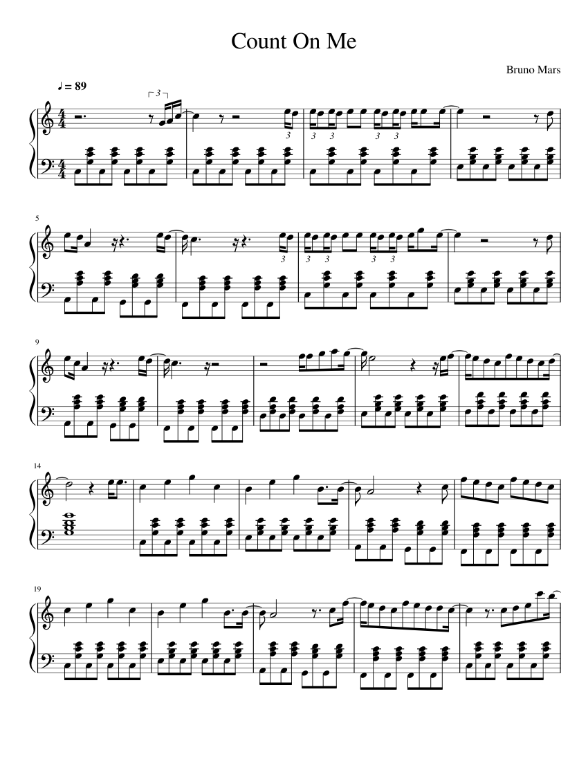 Count On Me Sheet Music for Piano (Solo) | MuseScore.com