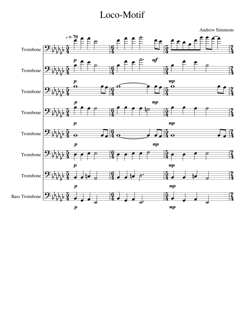 Loco-Motif Sheet music for Trombone, Trombone bass (Brass Ensemble ...
