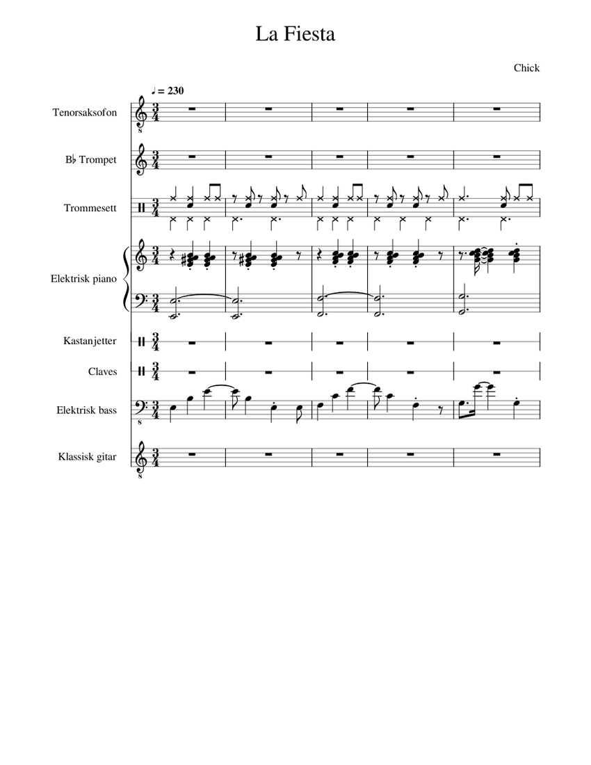La Fiesta Sheet music for Piano, Saxophone tenor, Trumpet in b-flat ...