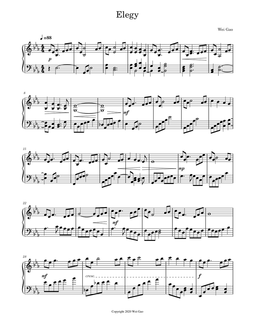 Elegy for Piano (In Autumn) Sheet music for Piano (Solo) | Musescore.com