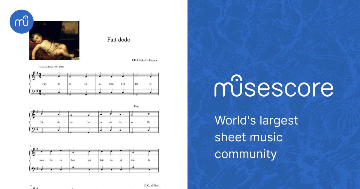 CHANSON Fait Dodo Sheet Music for Piano (Solo) Easy | MuseScore.com