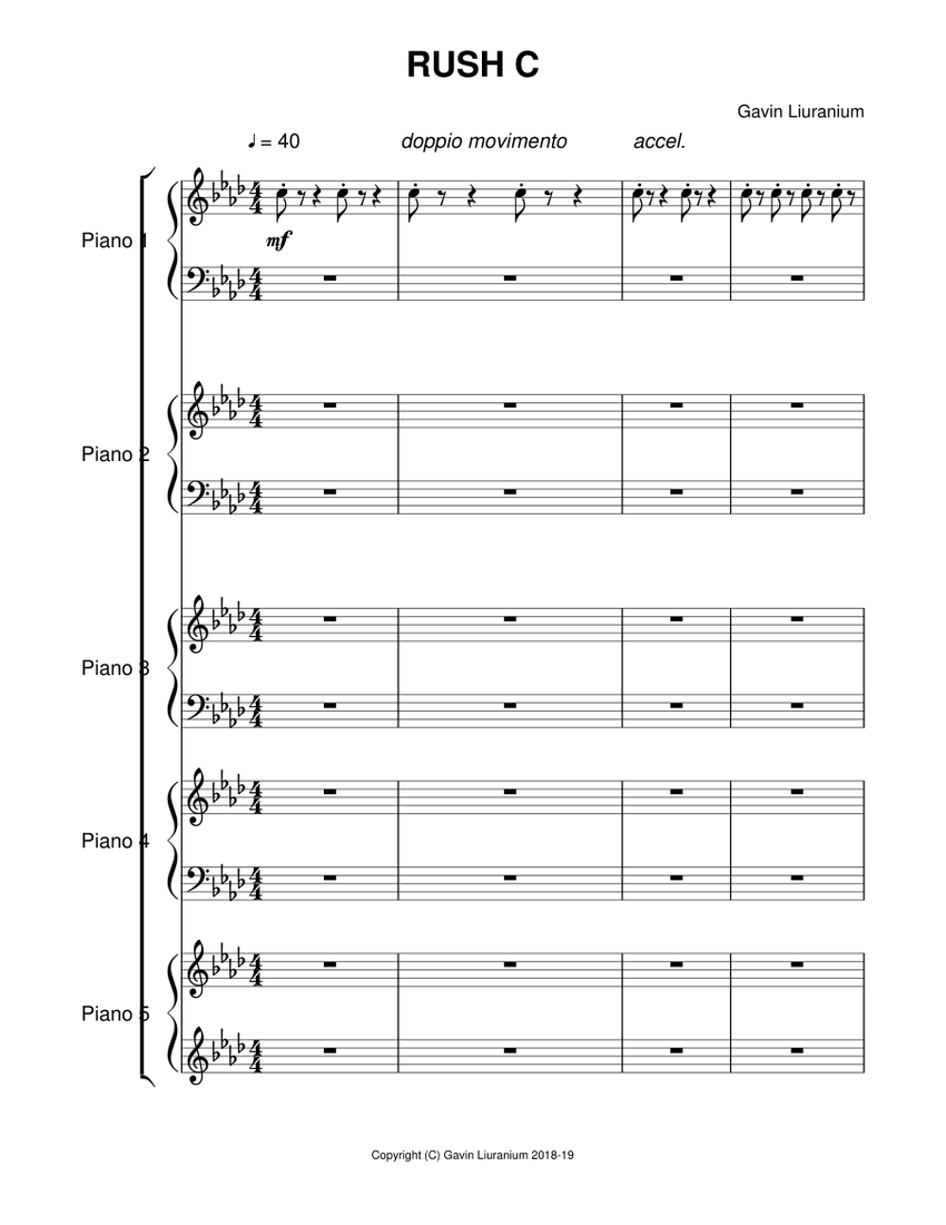 RUSH C Sheet Music for Piano (Mixed Quintet) | MuseScore.com
