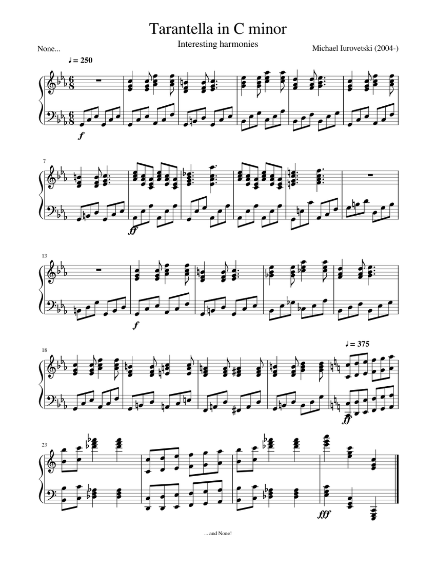 tarantella in c minor Sheet music for Piano (Solo) | Musescore.com