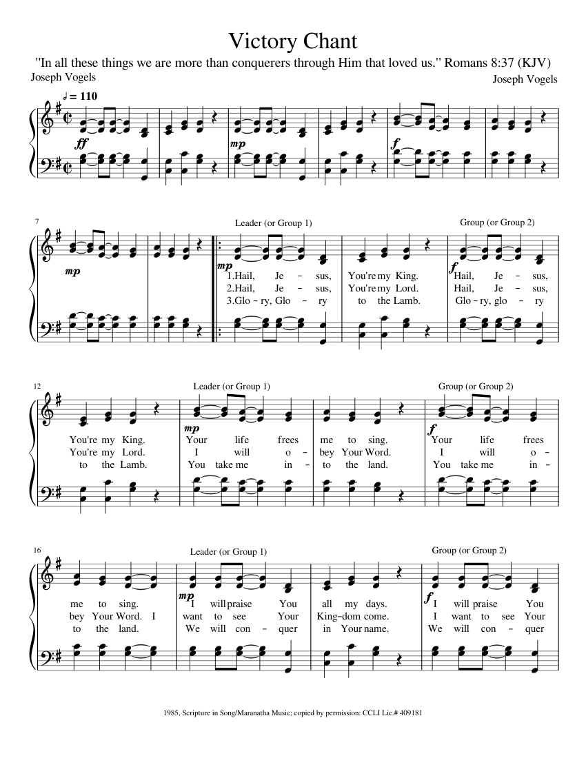 Victory Chant Sheet Music for Piano (Solo) easy | MuseScore.com