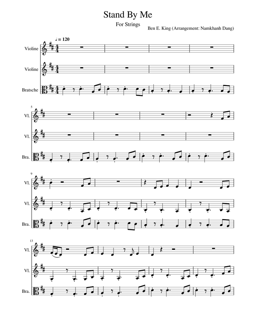 Stand By Me (For Strings) Sheet Music for Violin, Viola (String Trio ...